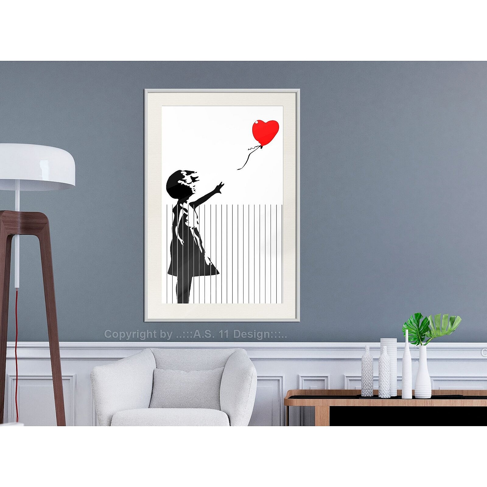 Tableau cadre Banksy : L'amour est à la poubelle - 20 x 30 cm