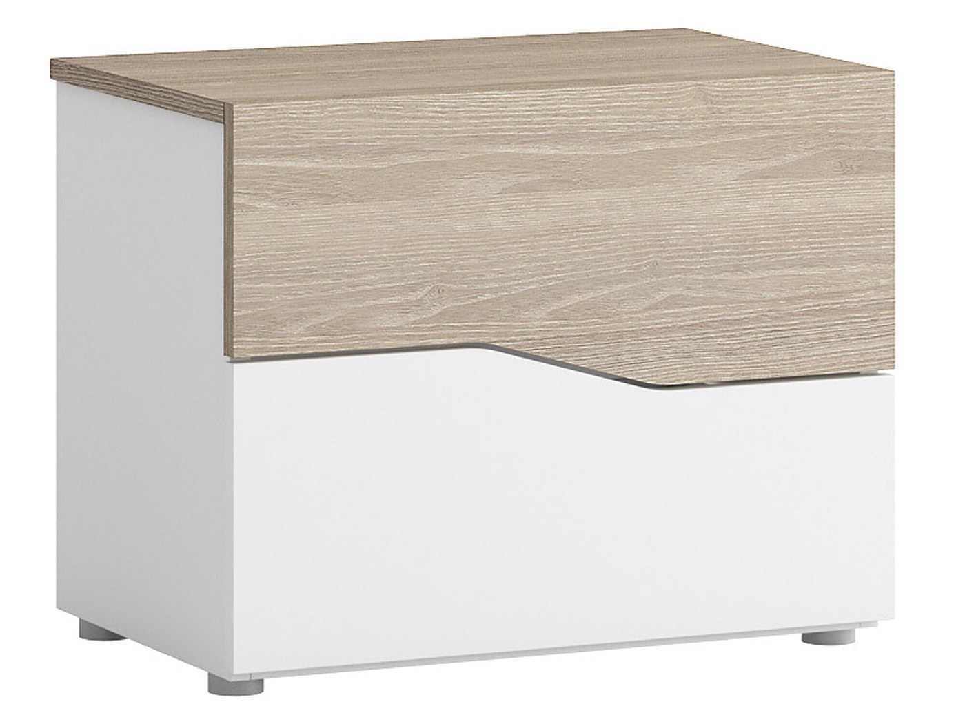 Comodino York 2 Cassetti Colore Bianco e Legno, Guide Metalliche, 53,8 ...