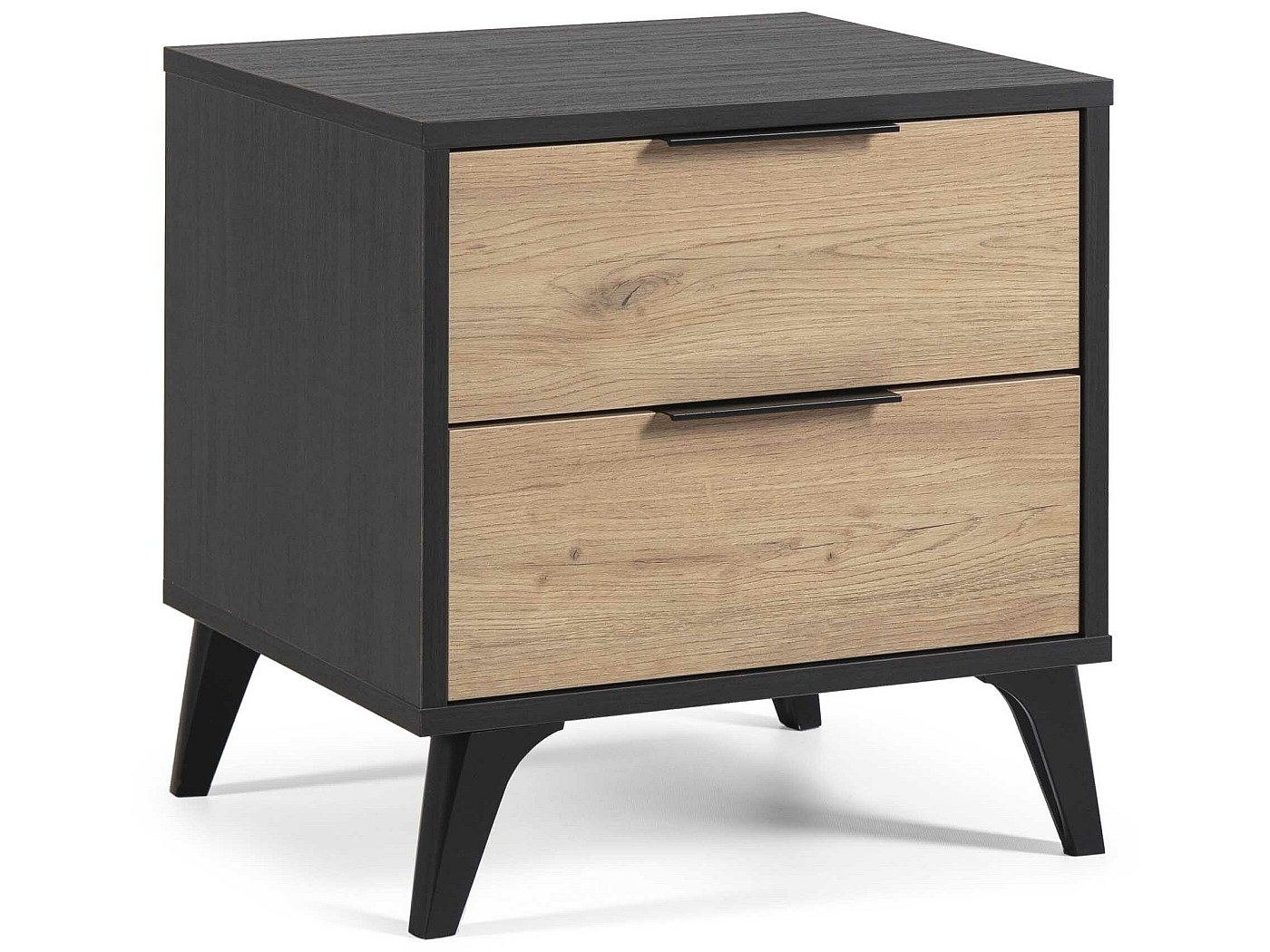 Comodino Koln 2 cassetti Colore Nero/Legno, 45 cm (Larghezza) 40 cm ...
