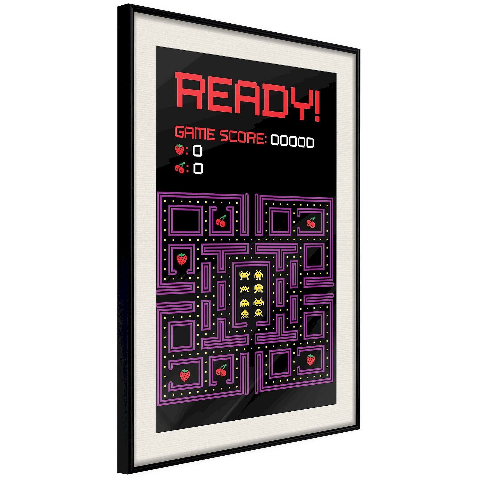 Tableau cadre Pacman Space Invaders Bubble Bobble - 30 x 45 cm