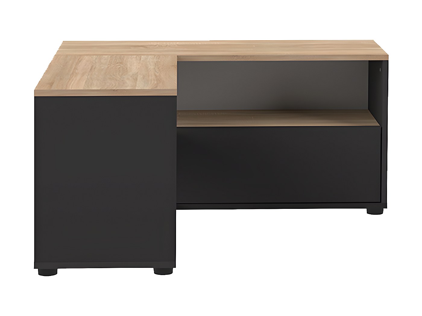 Meuble TV ANGLE 90 - noir et chêne naturel - TEMAHOME