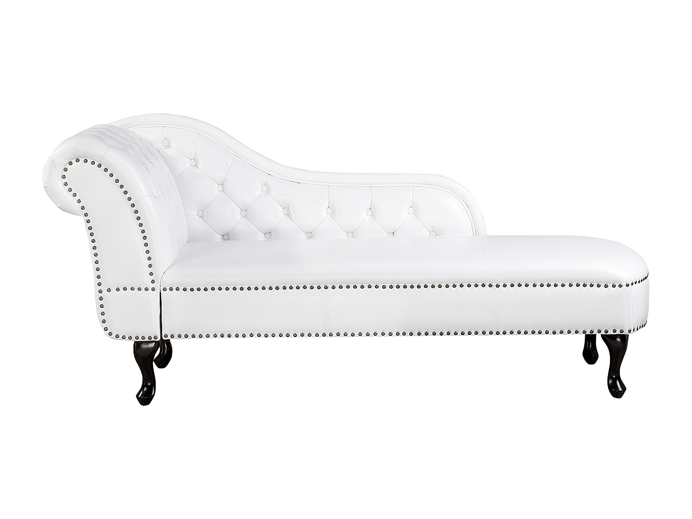 Méridienne capitonnée en simili-cuir blanc NIMES