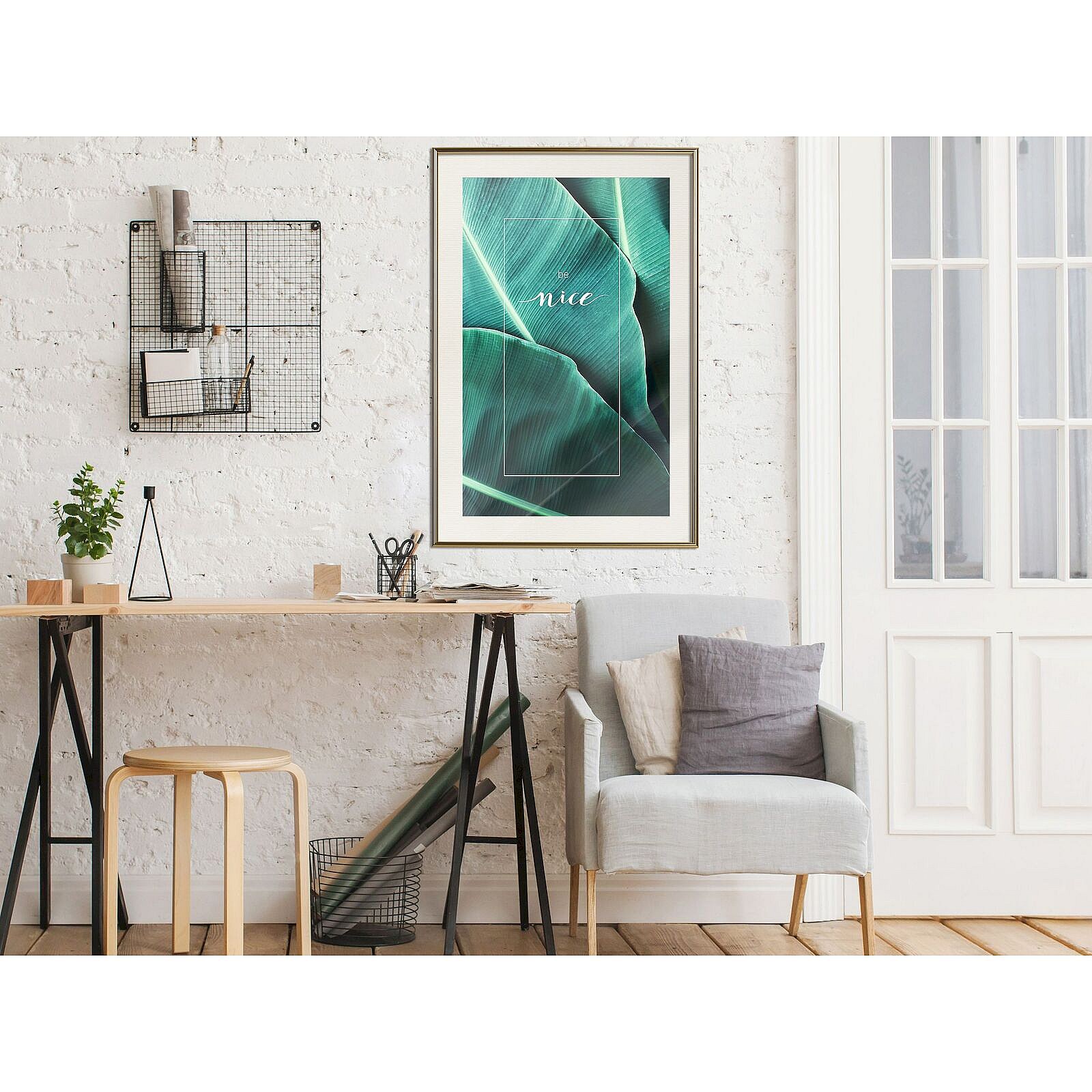 Tableau cadre Feuilles de banane avec un message - 40 x 60 cm