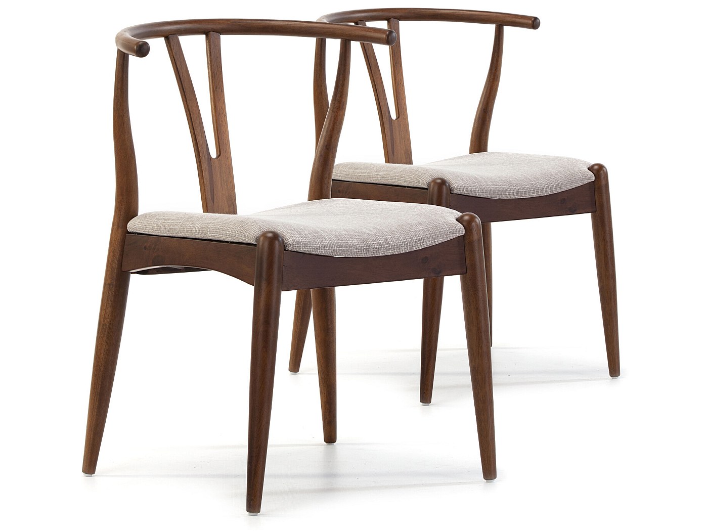 Pack 2 chaises Rustic, Couleur Noyer, Bois Massif, 55 cm x 54,5 cm x 76 cm