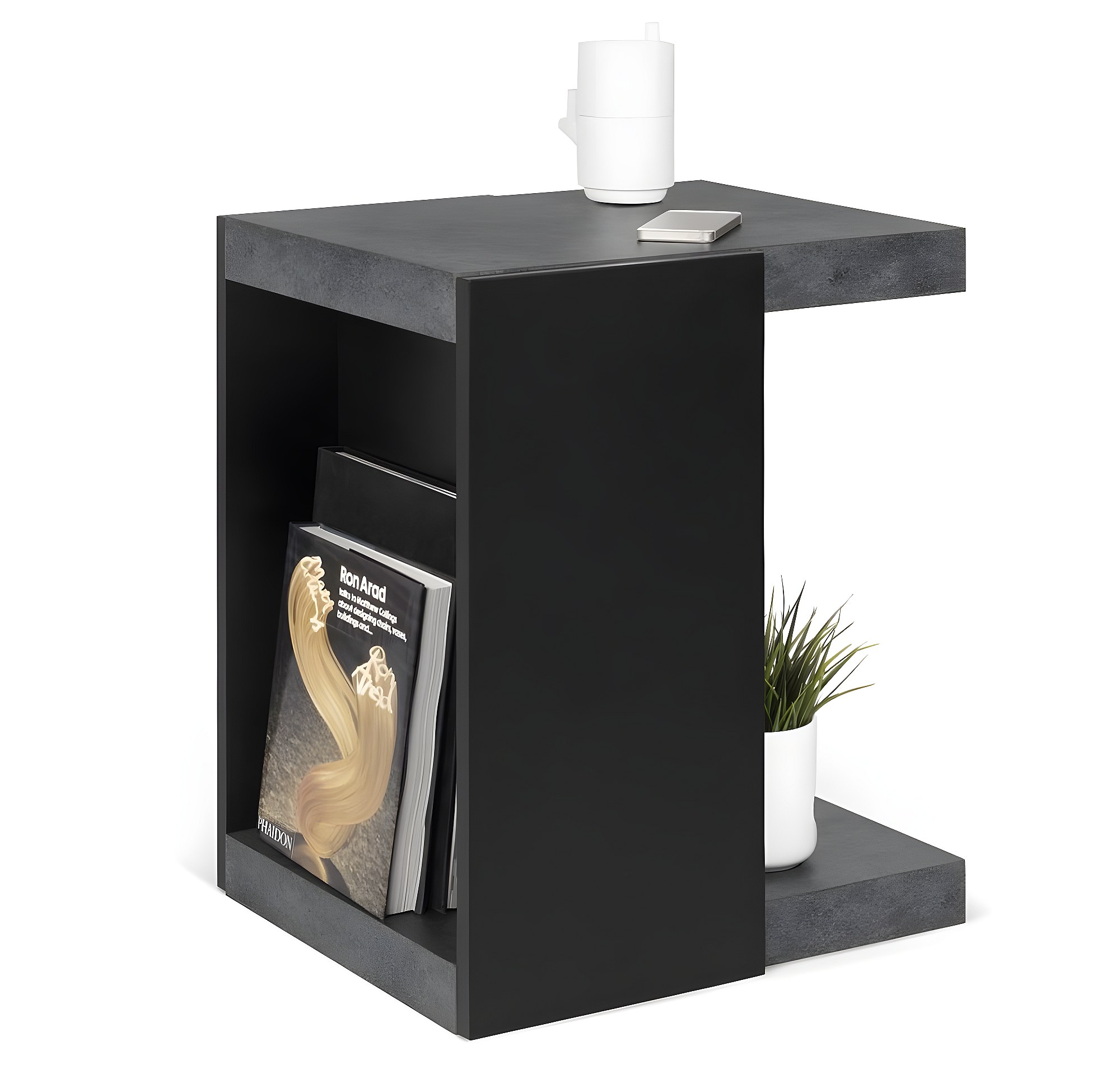 Table basse KLAUS - béton et noir - TEMAHOME