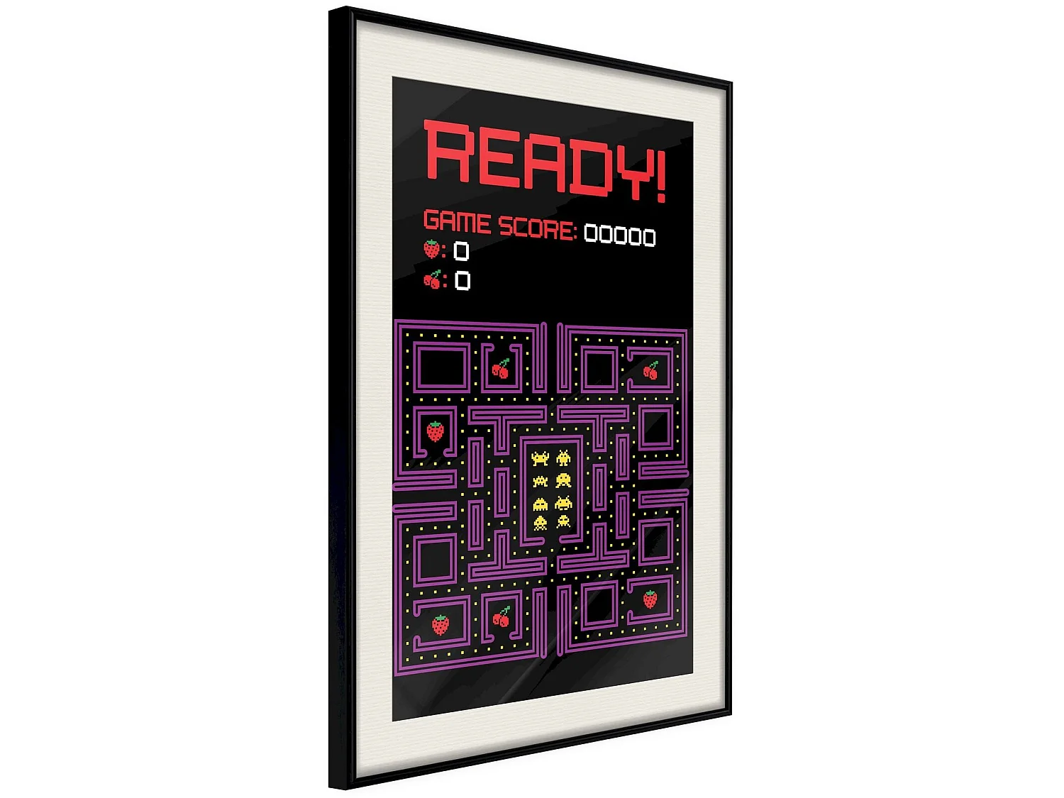 Tableau cadre Pacman Space Invaders Bubble Bobble - 20 x 30 cm