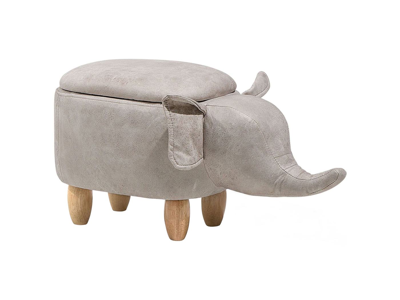 Tabouret enfant en simili-cuir gris clair ELEPHANT Tabouret enfant en simili-cuir gris clair ELEPHANT