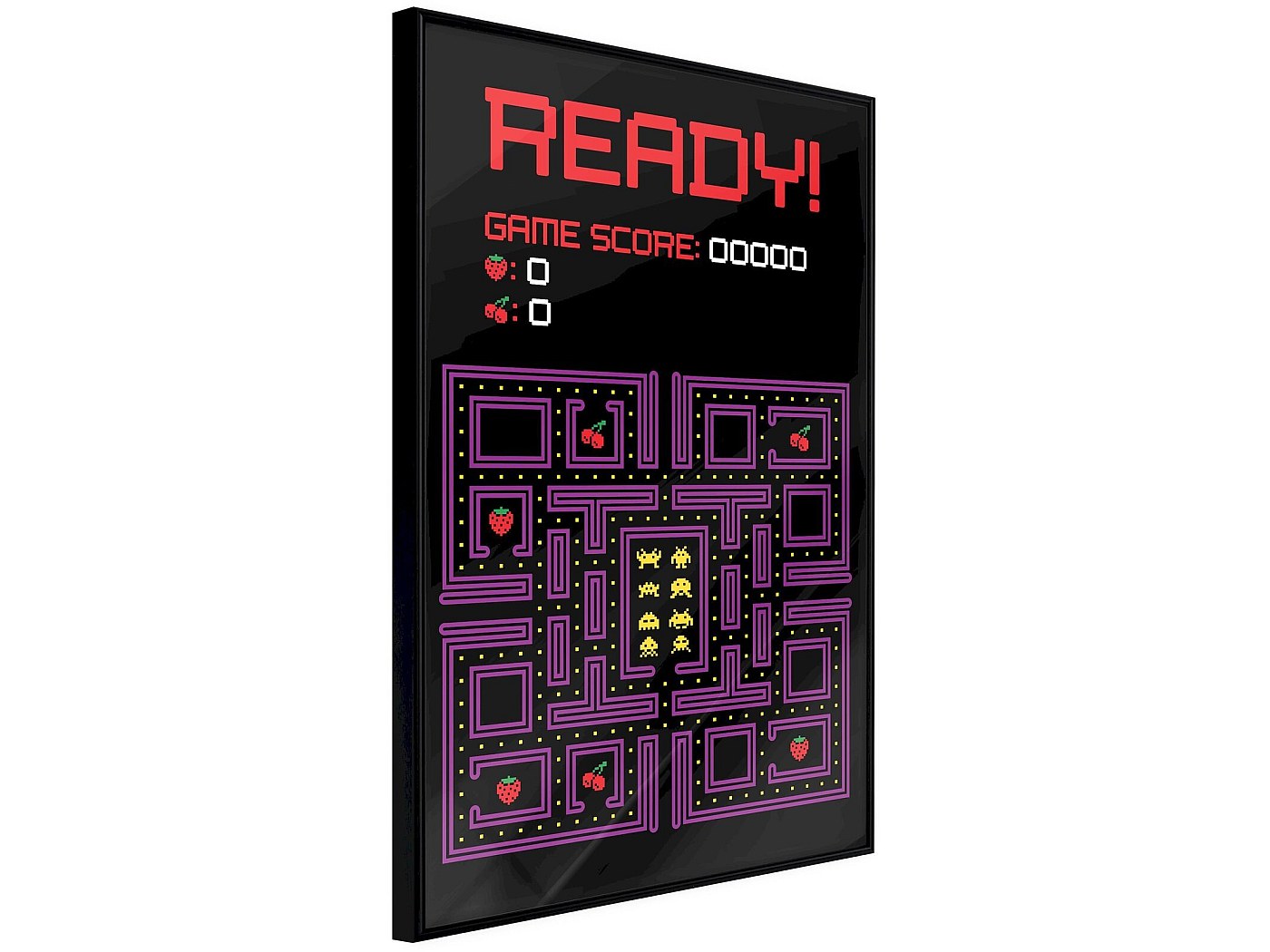Tableau cadre Pacman Space Invaders Bubble Bobble - 40 x 60 cm