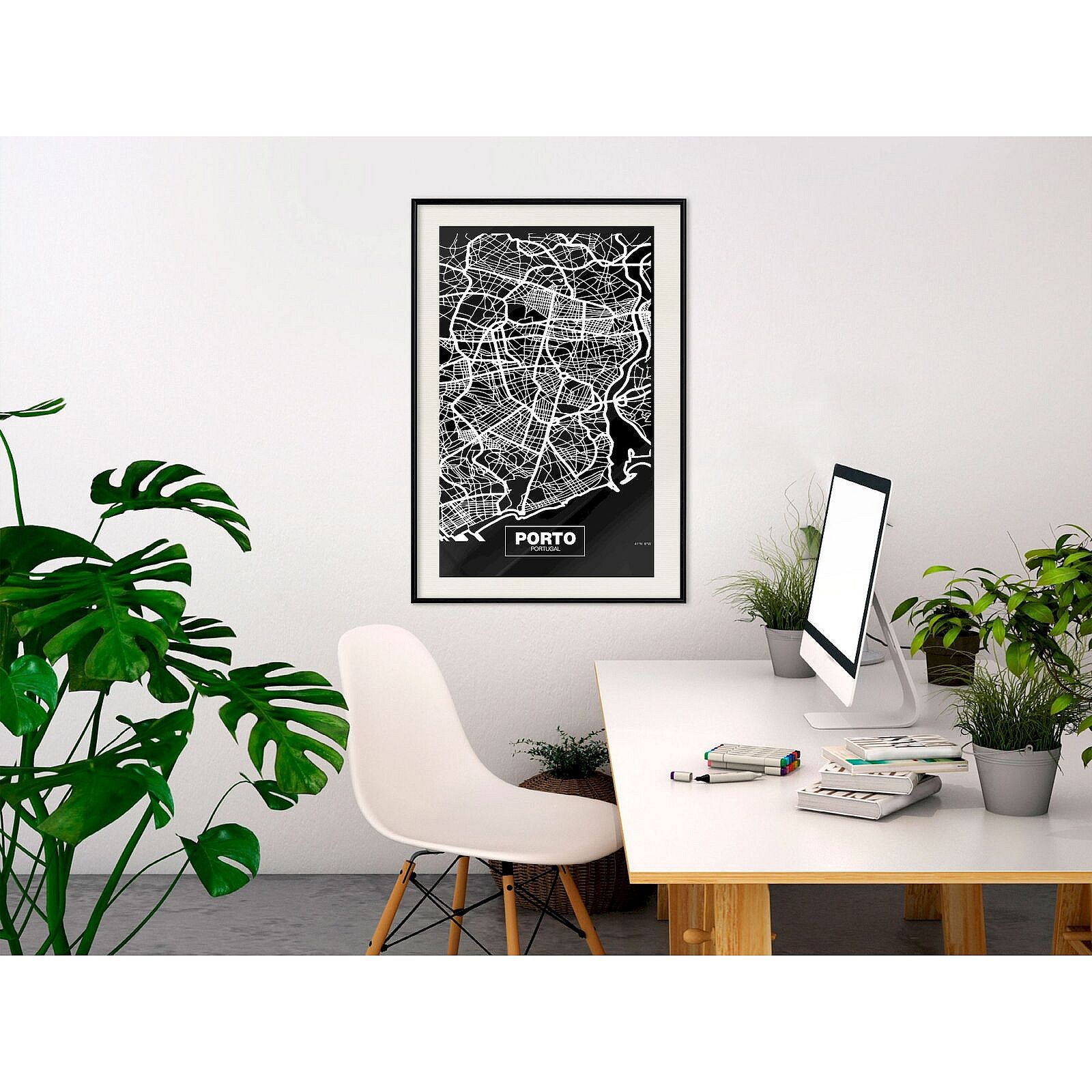 Tableau cadre Carte de la ville : Porto - 30 x 45 cm