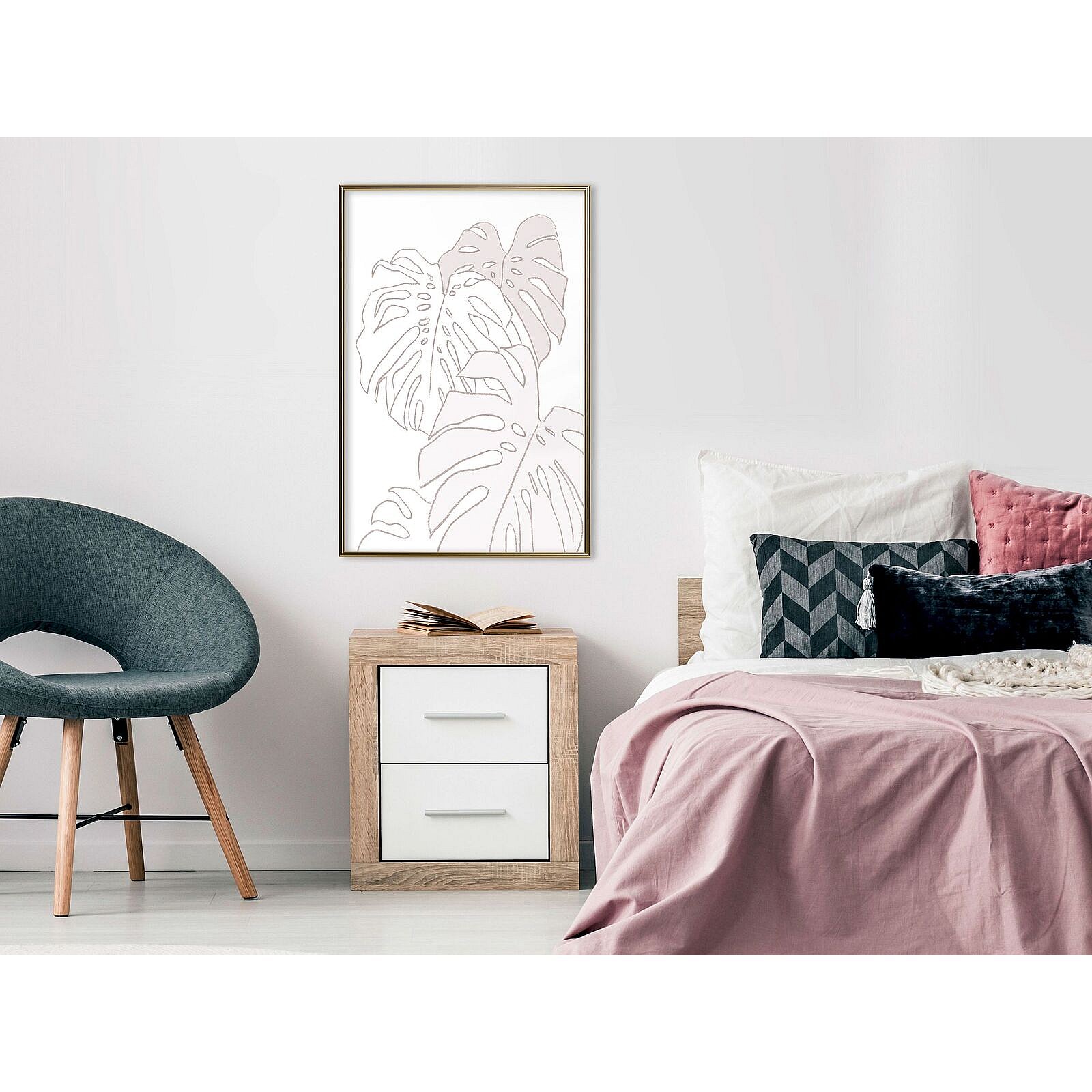 Tableau cadre Feuilles beige - 30 x 45 cm