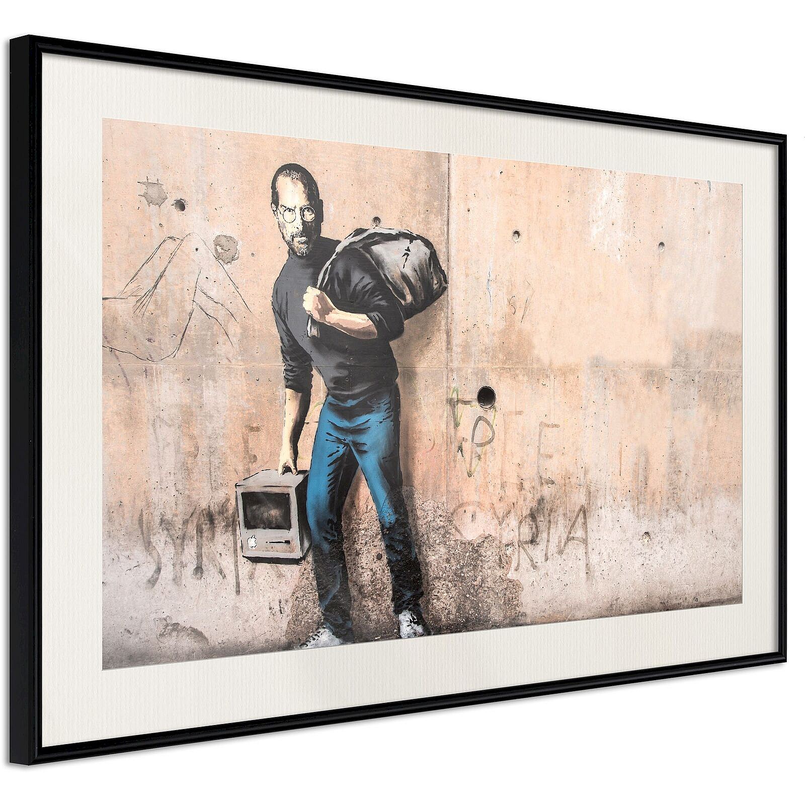 Tableau cadre Banksy : Le fils d'un migrant de Syrie - 30 x 20 cm