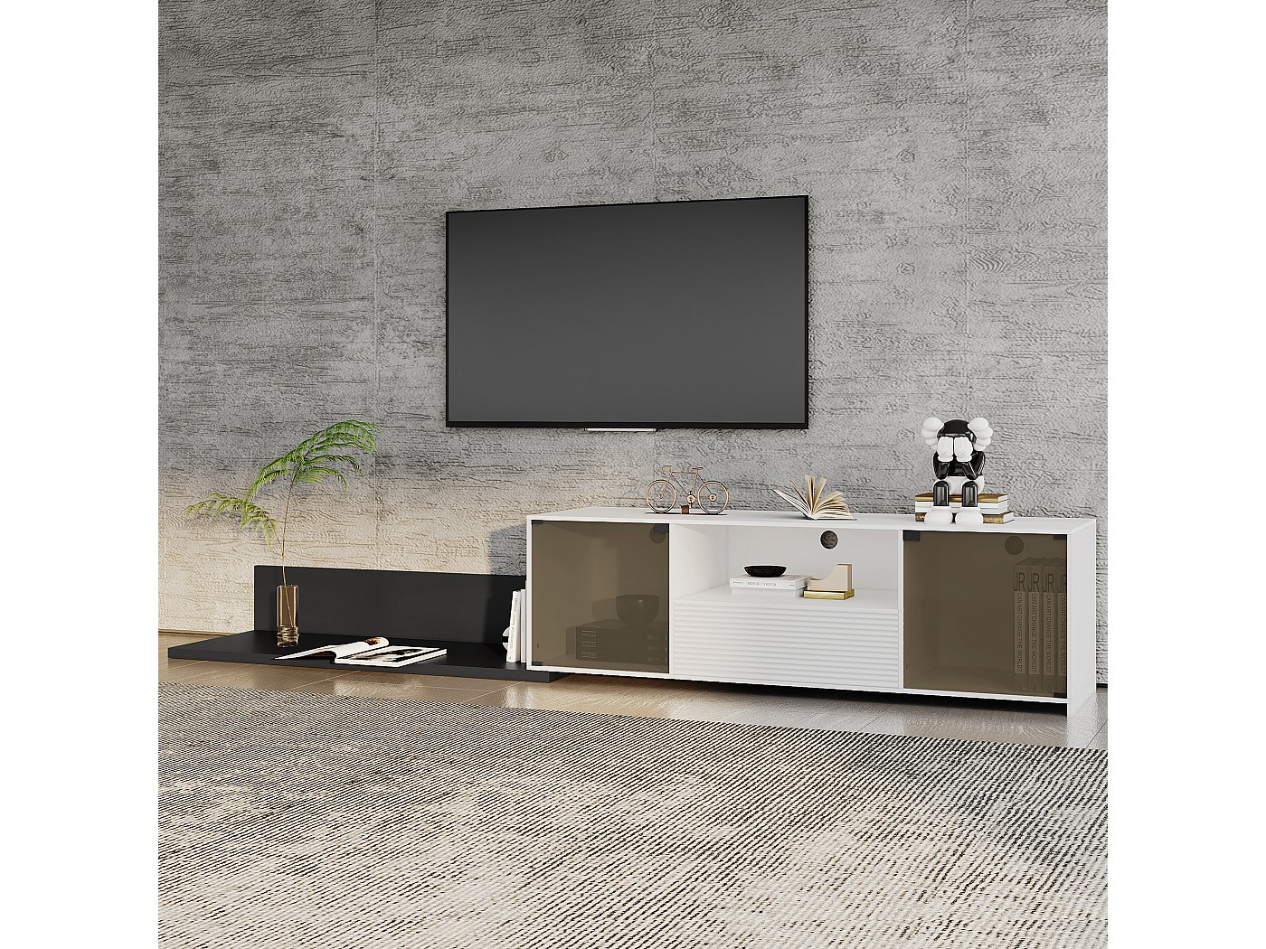 Mueble para TV de 140 cm con LED - Adecuado para TV de 60" - Tapa con ...