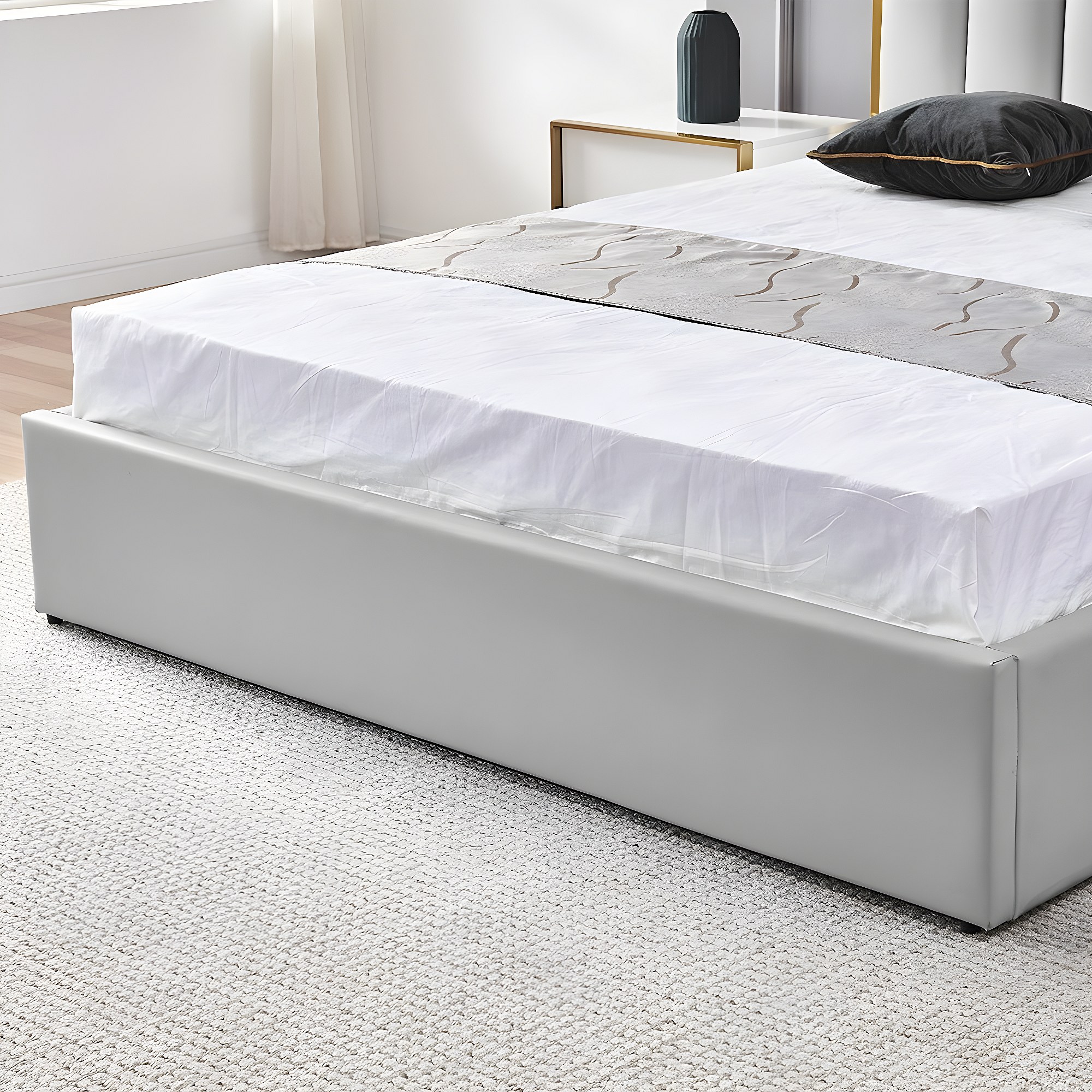 Lit Design Couleur Or Avec Coffre Veneto - Couleurs - Gris, Tailles ...