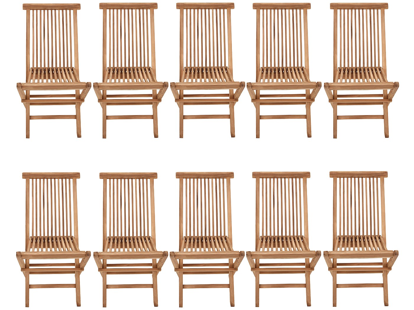 SALENTO - Lot de 10 Chaises de Jardin Pliantes en Teck pour l'Extérieur ...