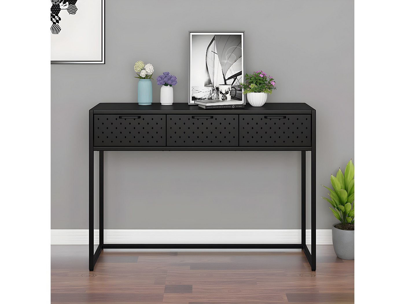 Table console Noir 106x35x75 cm Acier