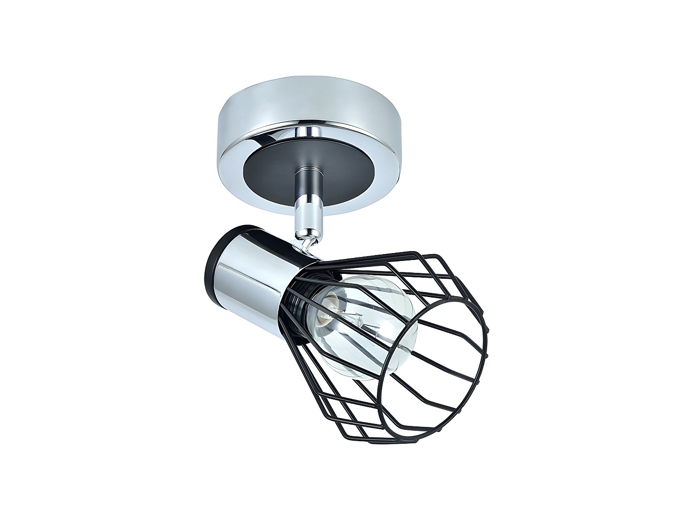 Foco Con Tulipa De Metal Modelo Mateo Cromo/negro