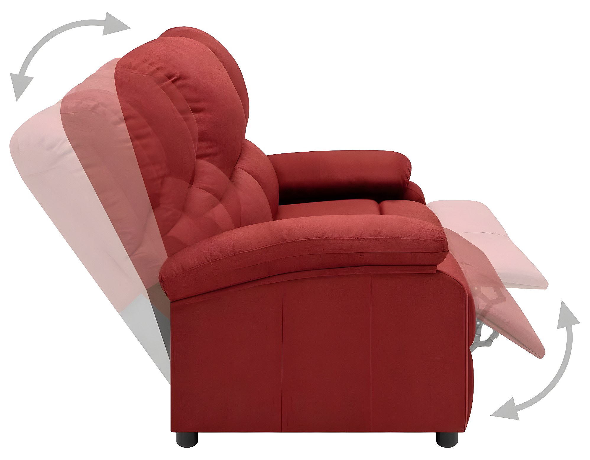 Canapé inclinable à 2 places Rouge bordeaux Tissu