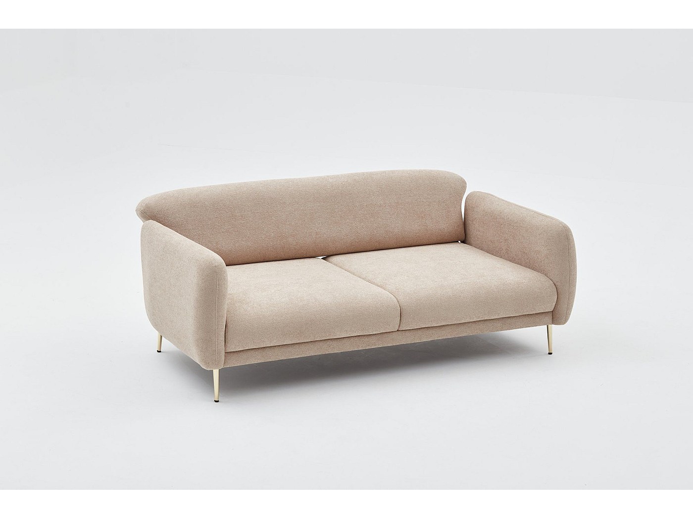 Canapé 3 places convertible pied doré Juanita Tissu Beige