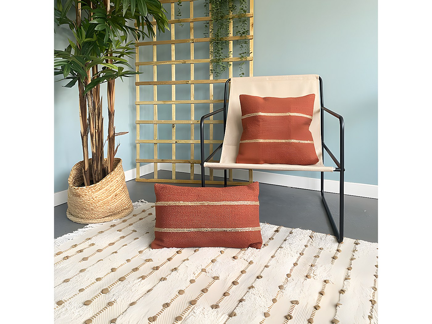 Housse de Coussin en Coton et Jute Tasunka 45x45 rouge