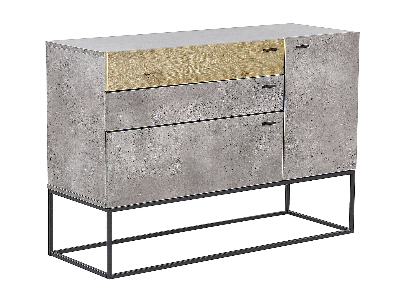 Commode grise / effet bois clair 3 tiroirs ARIETTA