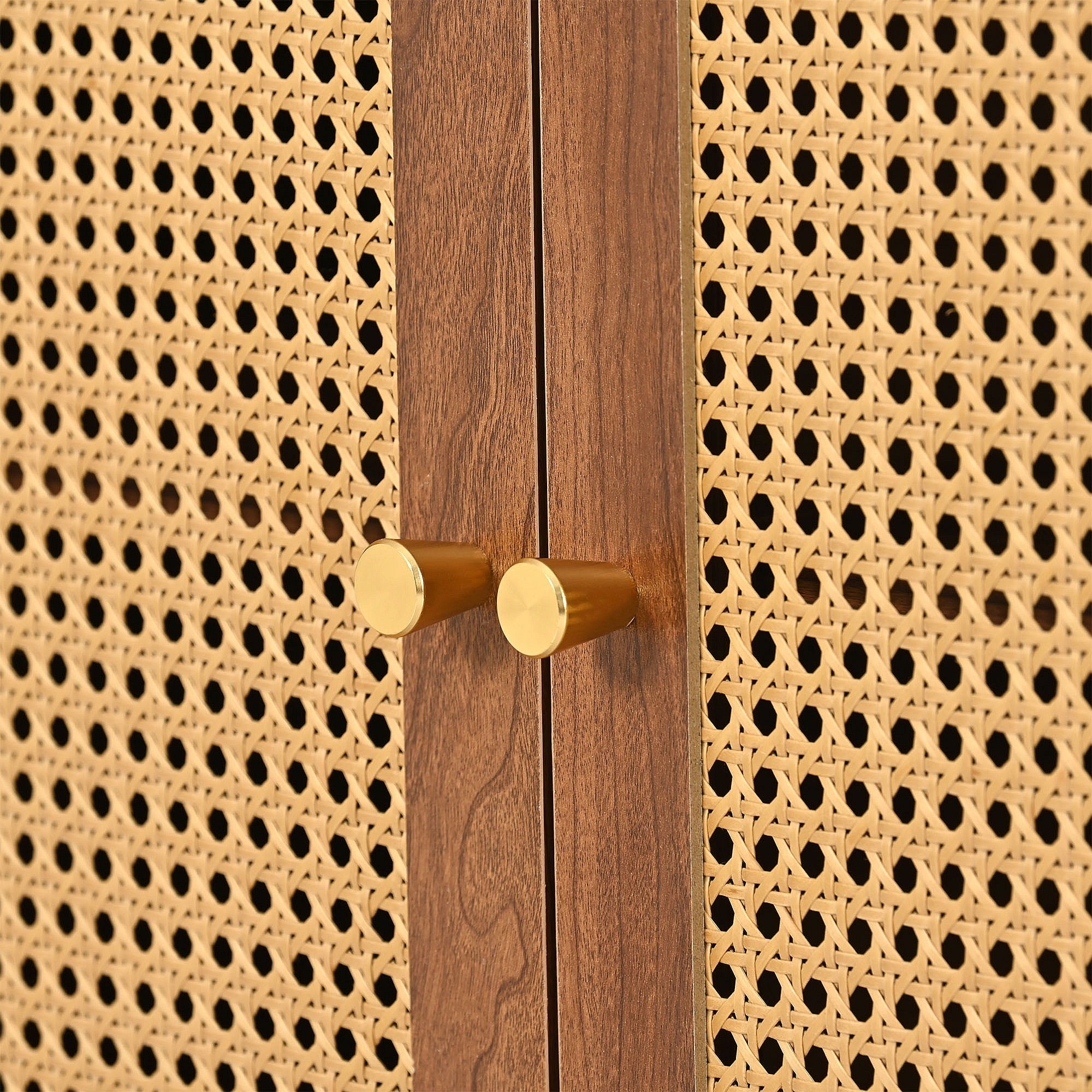 Rattan-Sideboard – mit 2 Schubladen und 3 Türen – braun