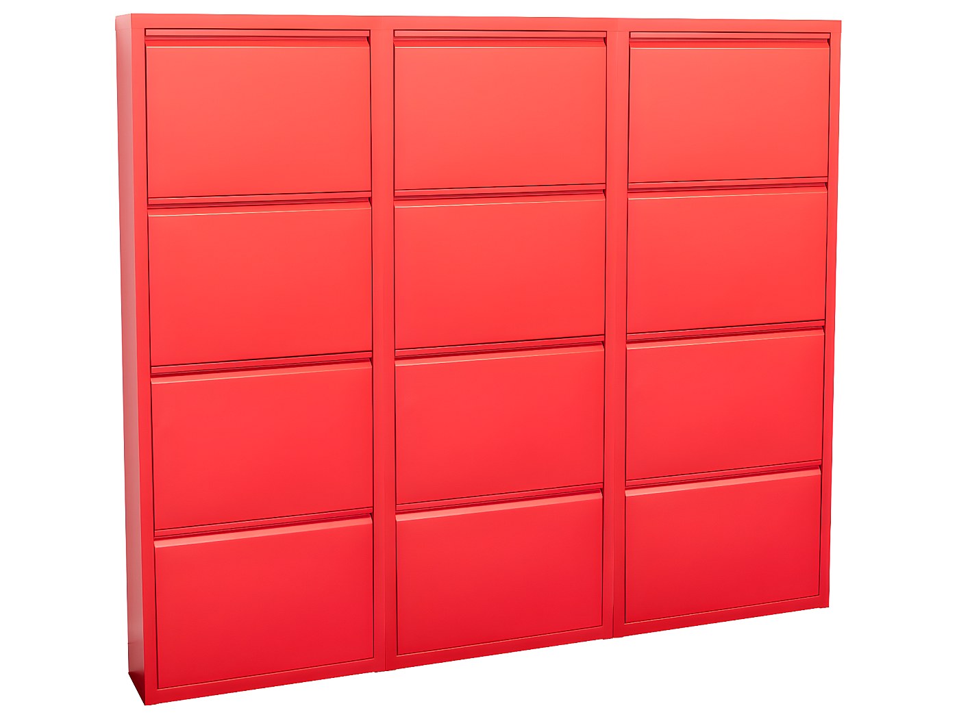 Pisa Armoire à chaussures à 12 rabats/portes en métal, rouge. Livré ...