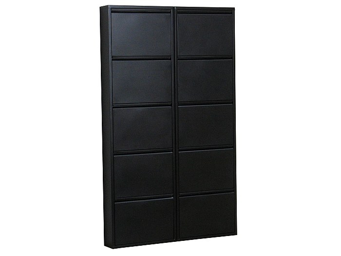 Pisa Armoire à chaussures avec 10 casiers/portes en métal noir. Livrée ...