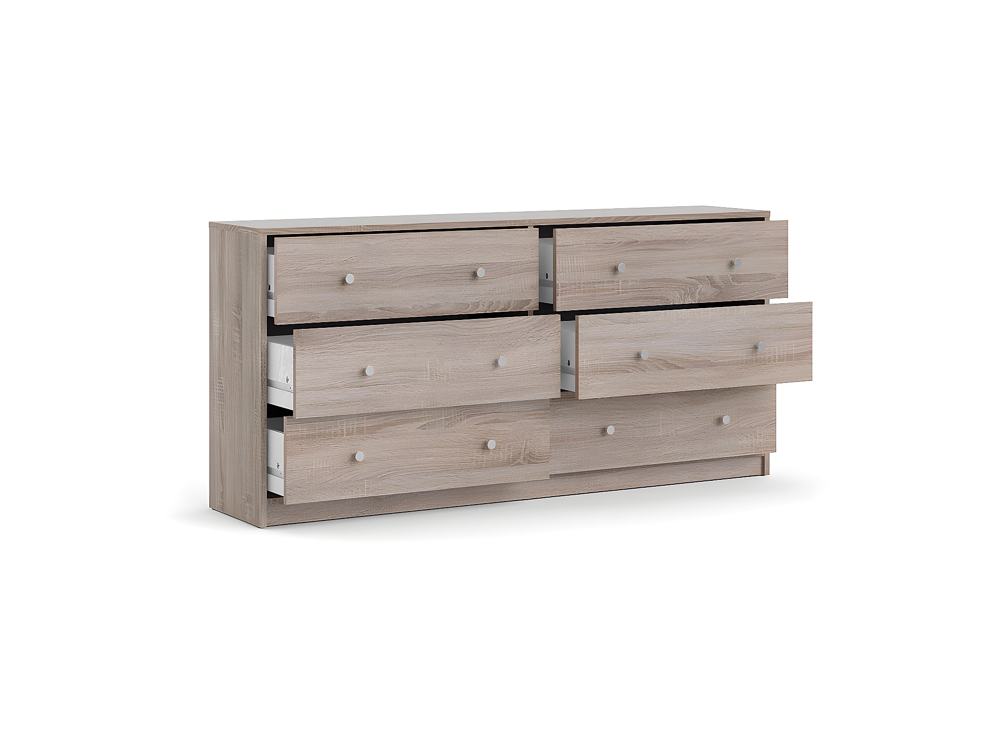 Maria Commode large avec 6 tiroirs, finition couleur truffe.