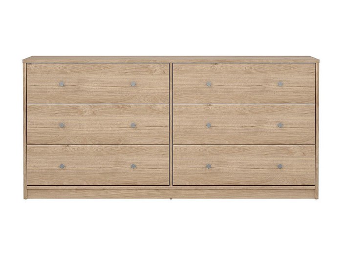 Maria Commode large avec 6 tiroirs, noyer clair.