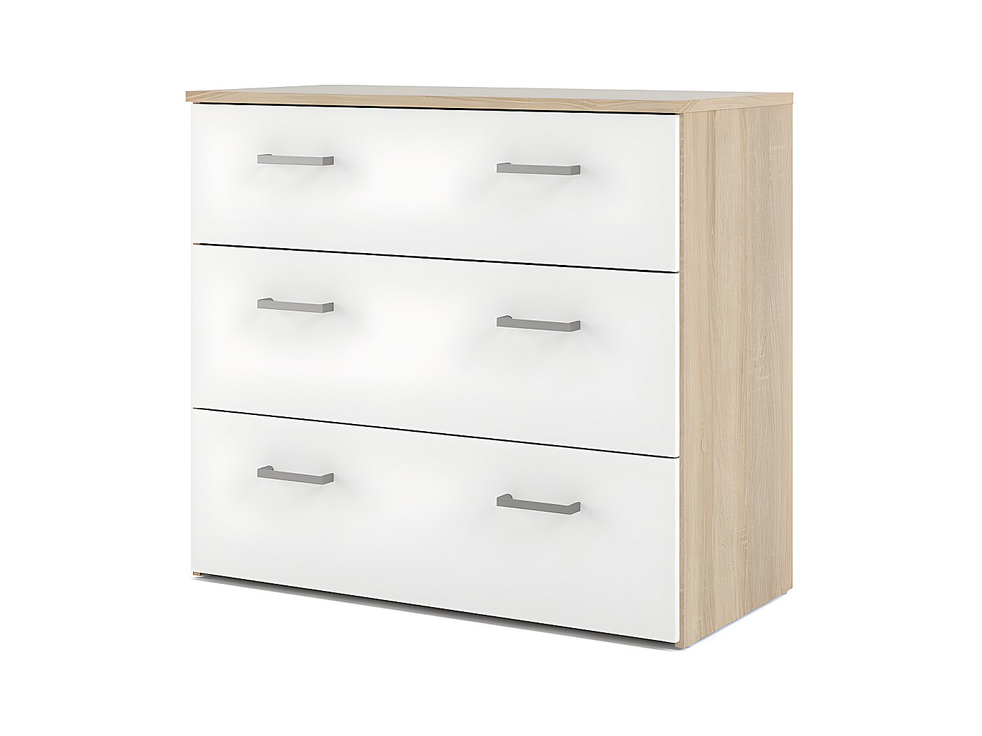 Spell Commode à 3 tiroirs, imitation chêne, blanc.