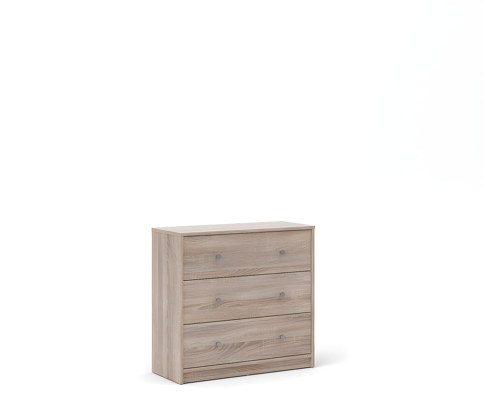 Maria Commode basse avec 3 tiroirs, coloris chêne truffe.