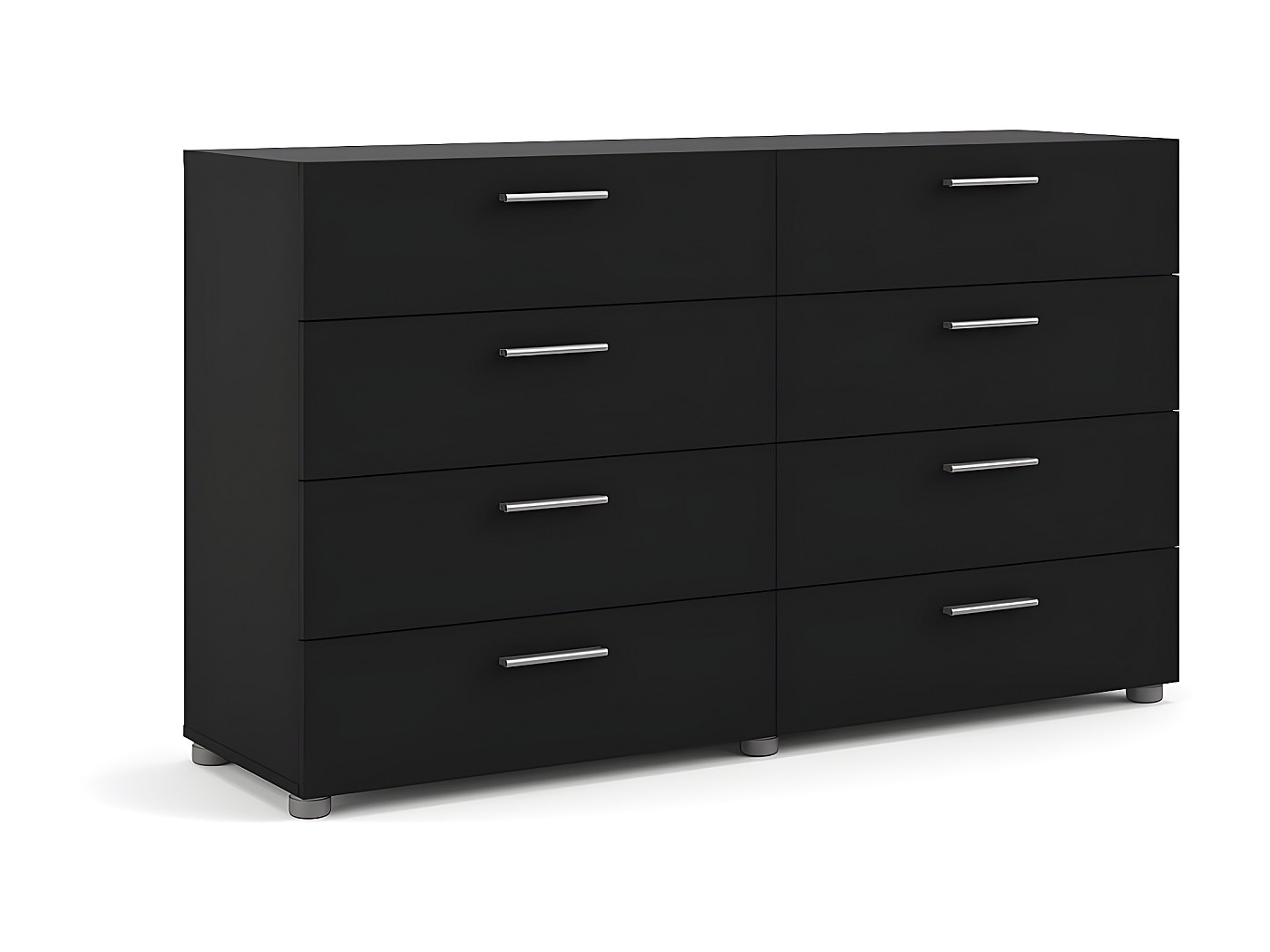 Petra Commode large avec 8 tiroirs, noir mat.