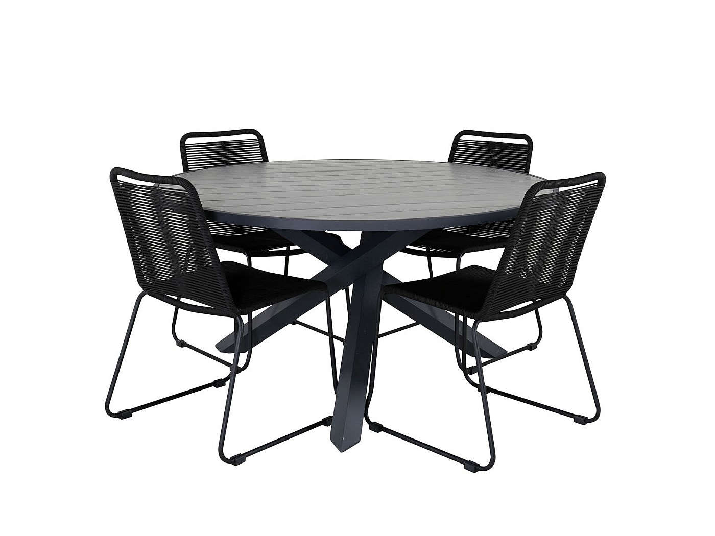 Parma Ensemble table et chaises de jardin, table Ø140cm et 4 chaises ...