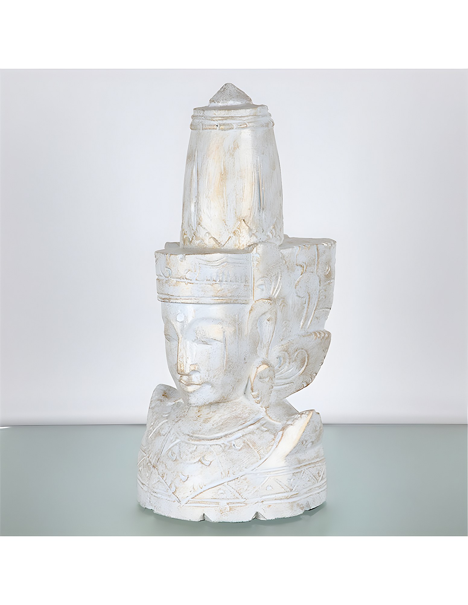 Figura busto diosa balinesa en madera de color dorado bali