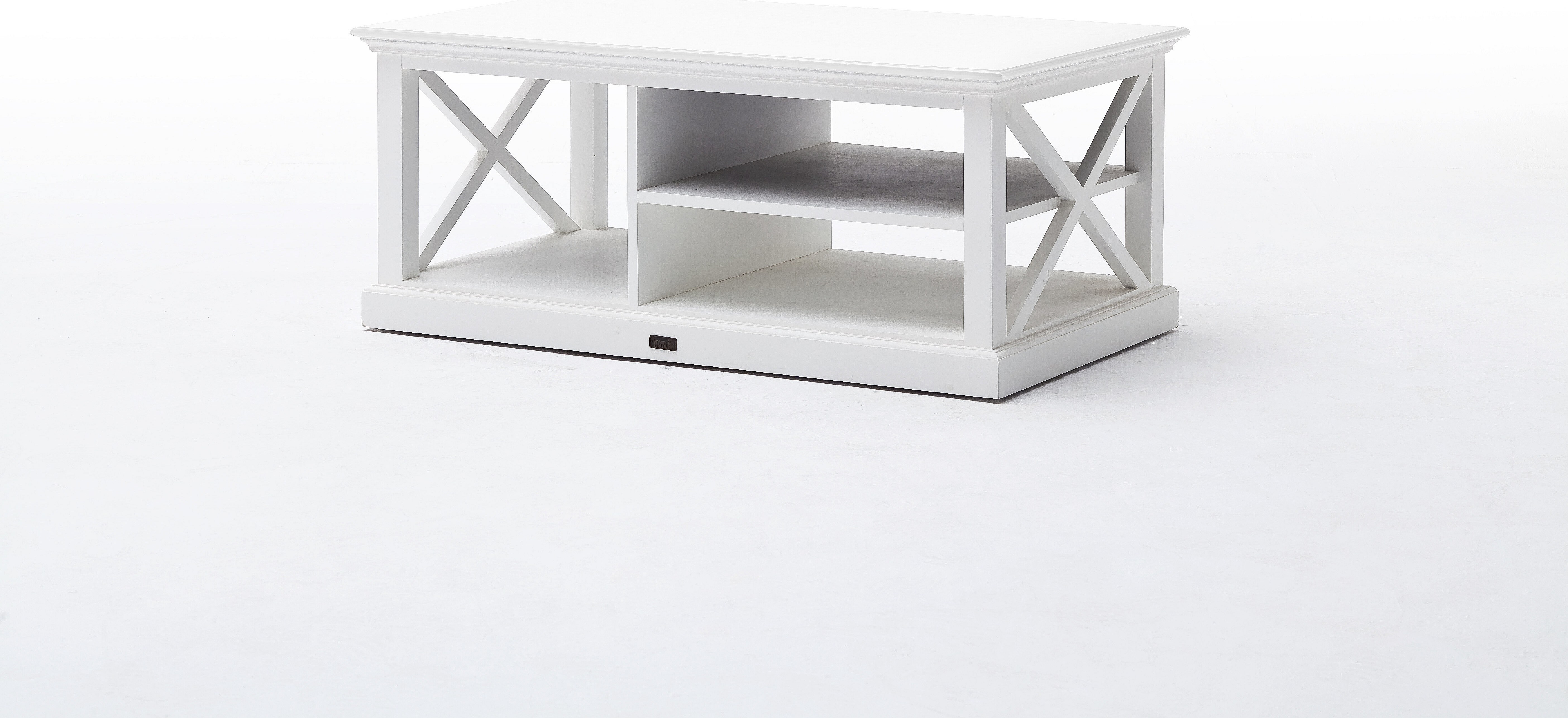Halifax Table basse avec tablette de rangement, blanc.