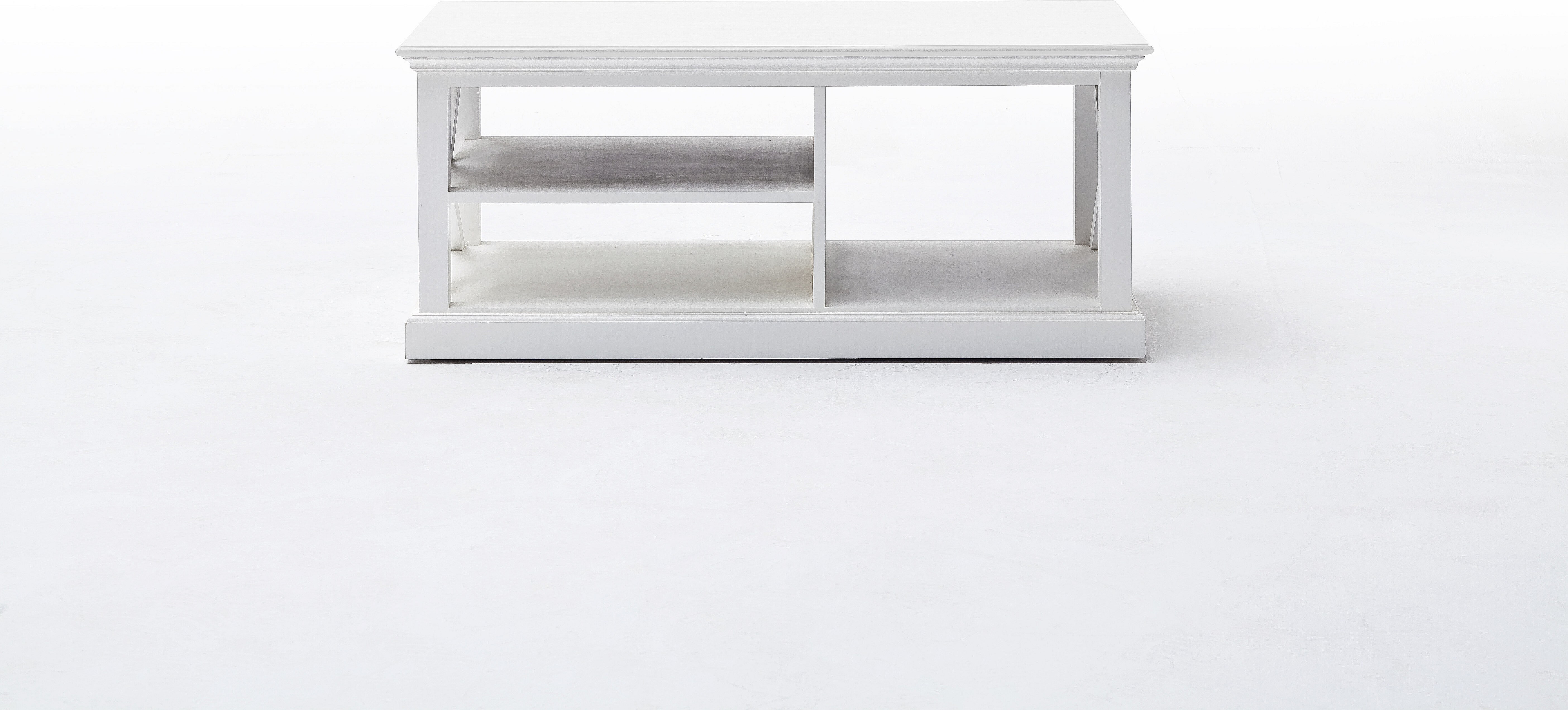 Halifax Table basse avec tablette de rangement, blanc.