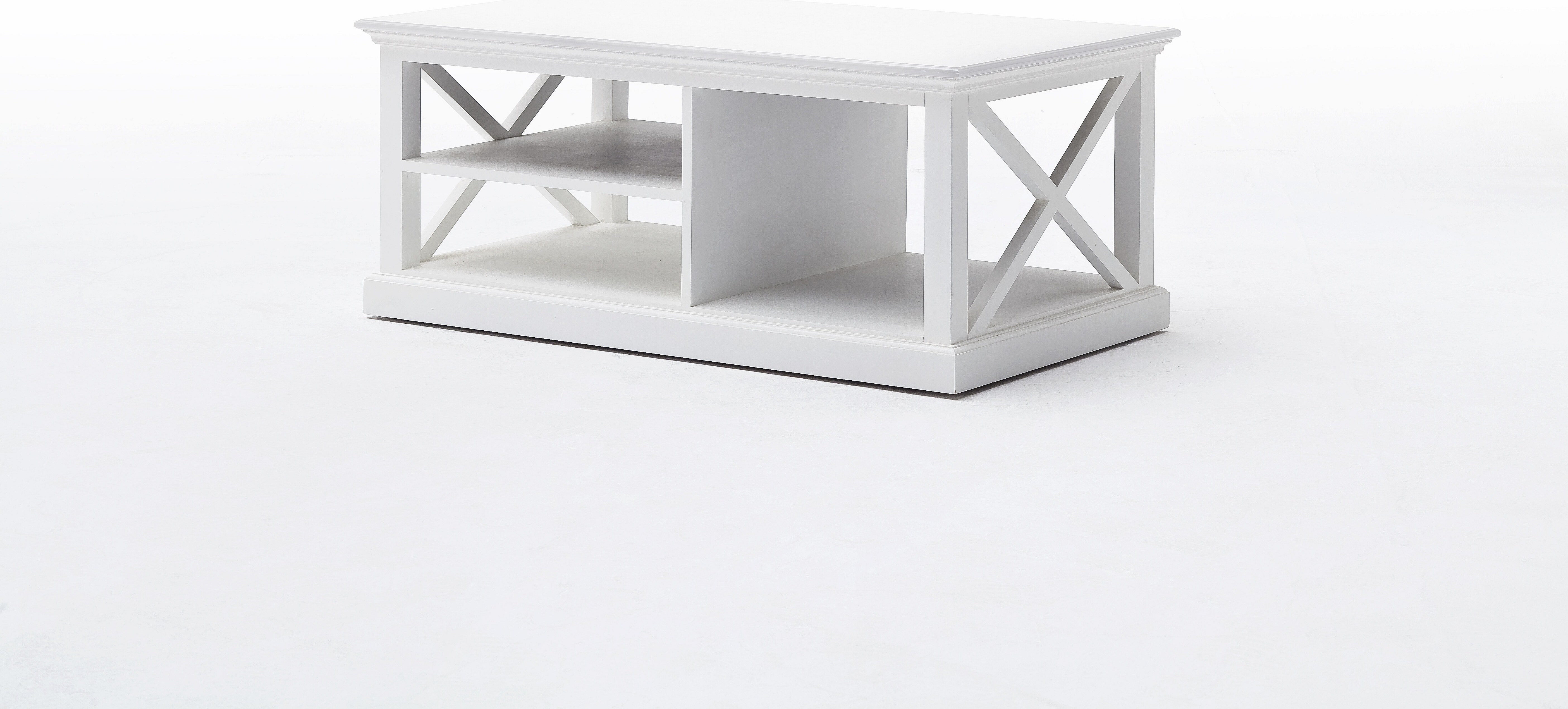 Halifax Table basse avec tablette de rangement, blanc.