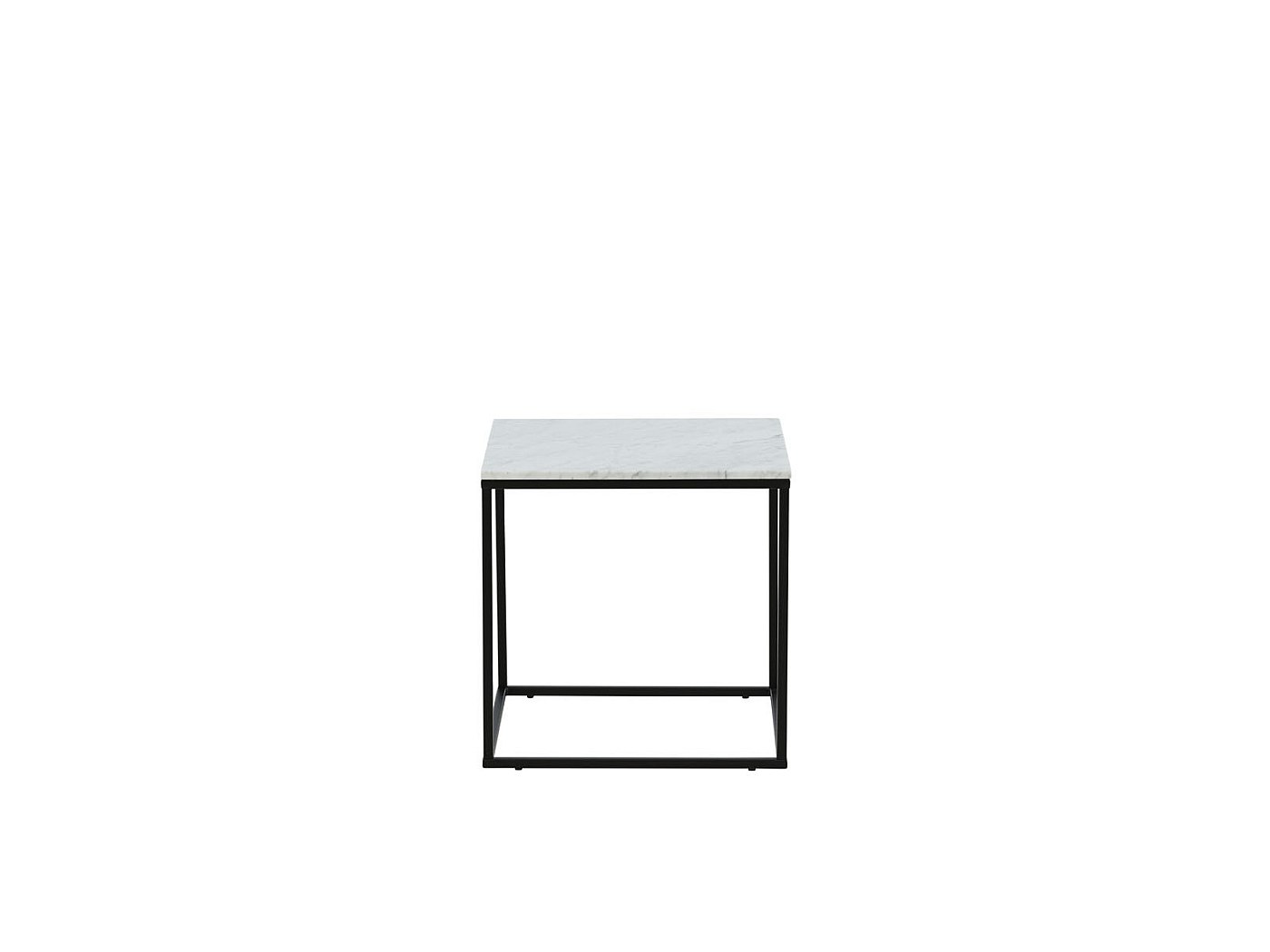 Estelle Table d'angle 50x50 cm, finition marbre blanc.