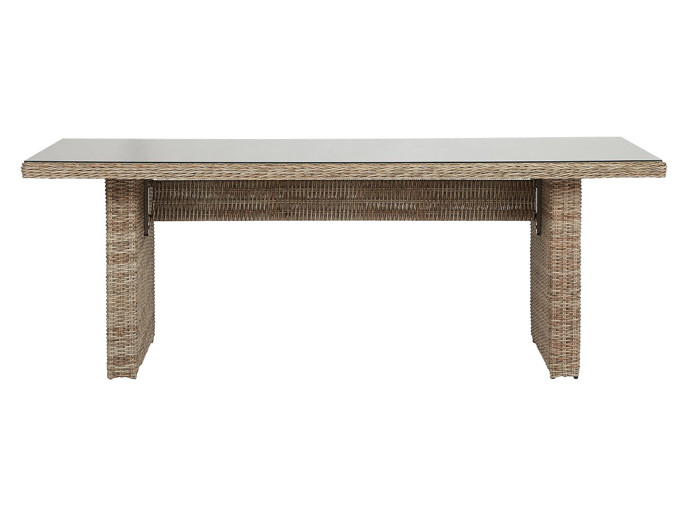 Gram Table de jardin 210 x 96 cm, avec plateau en verre, naturel.
