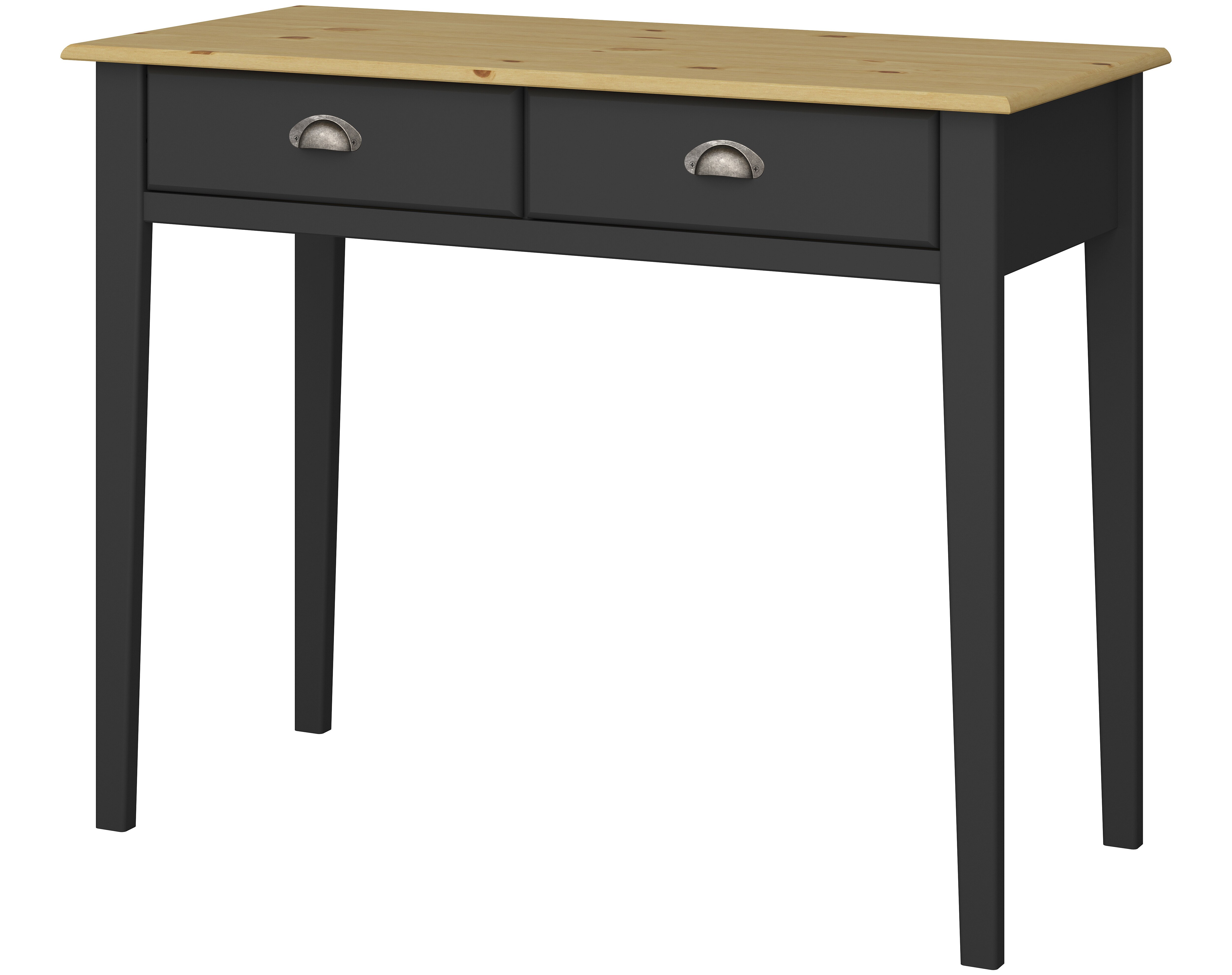 Noah Bureau 2 tiroirs, laqué, noir, cémenté