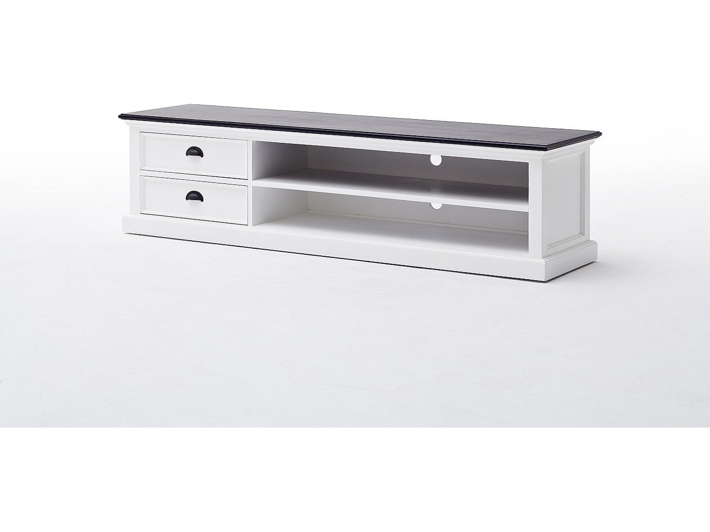 HalifaxContrast tv-meubel met 2 lades en 1 plank, in wit met zwarte ...