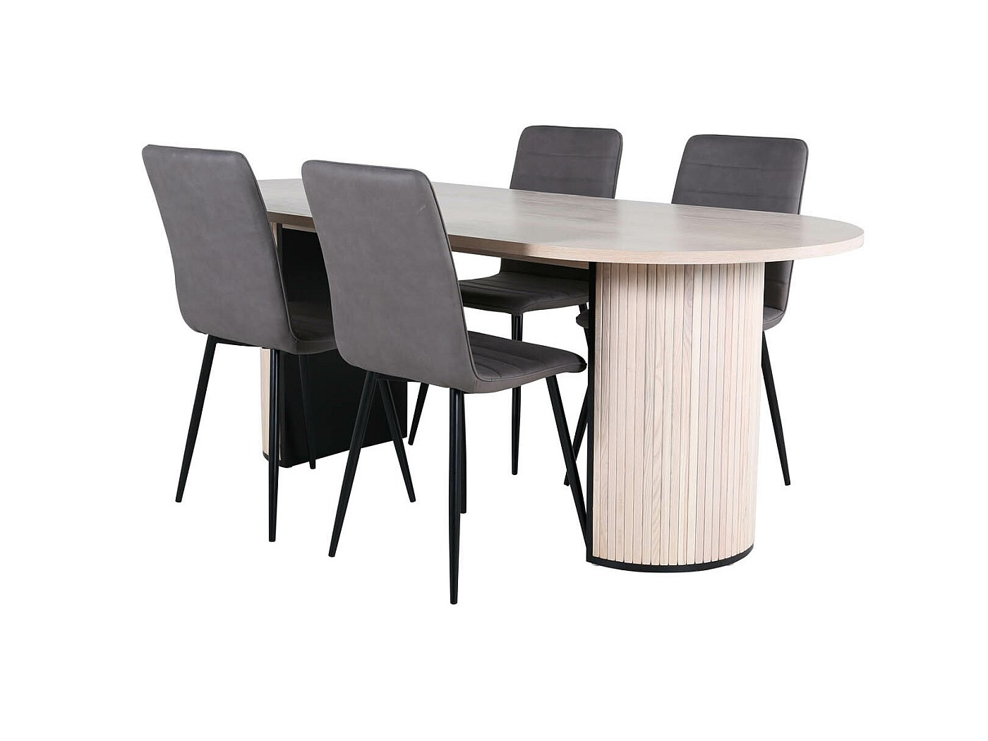 BiancaWW ensemble table, table chêne plaqué blanc washed et 4 Windu Lyx ...