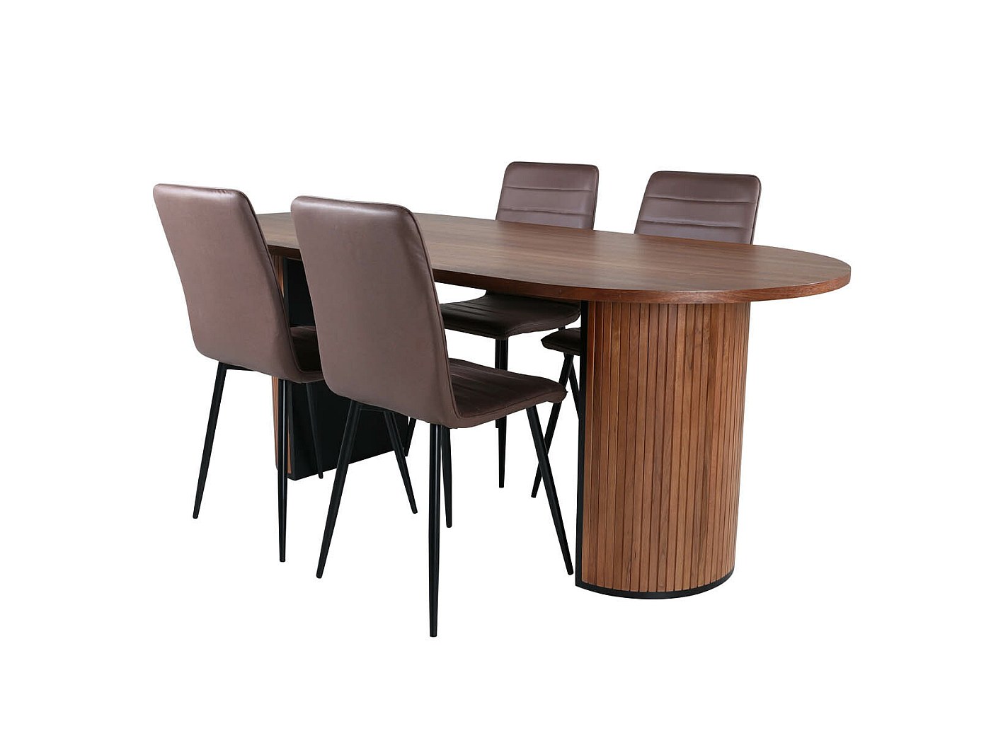BiancaWA ensemble table, table noyer décor et 4 Windu Lyx chaises marron.