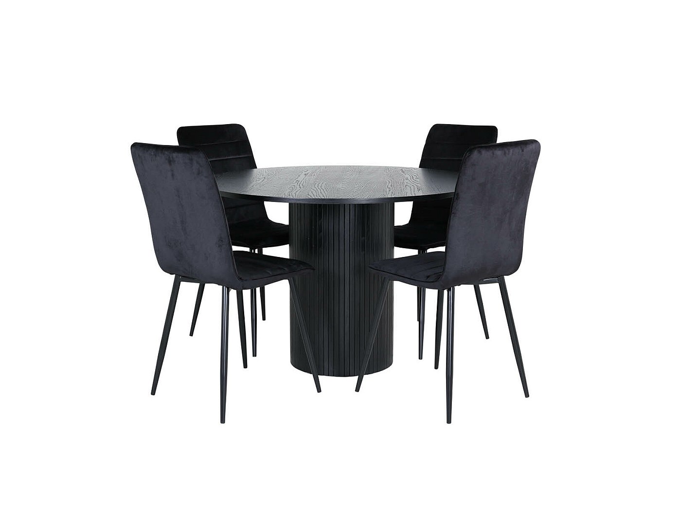 BiancaROBL ensemble table, table noir et 4 Windu Lyx chaises Velours noir.
