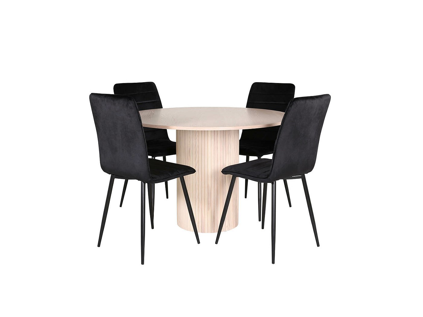 BiancaROWW ensemble table, table chêne plaqué blanc washed et 4 Windu ...