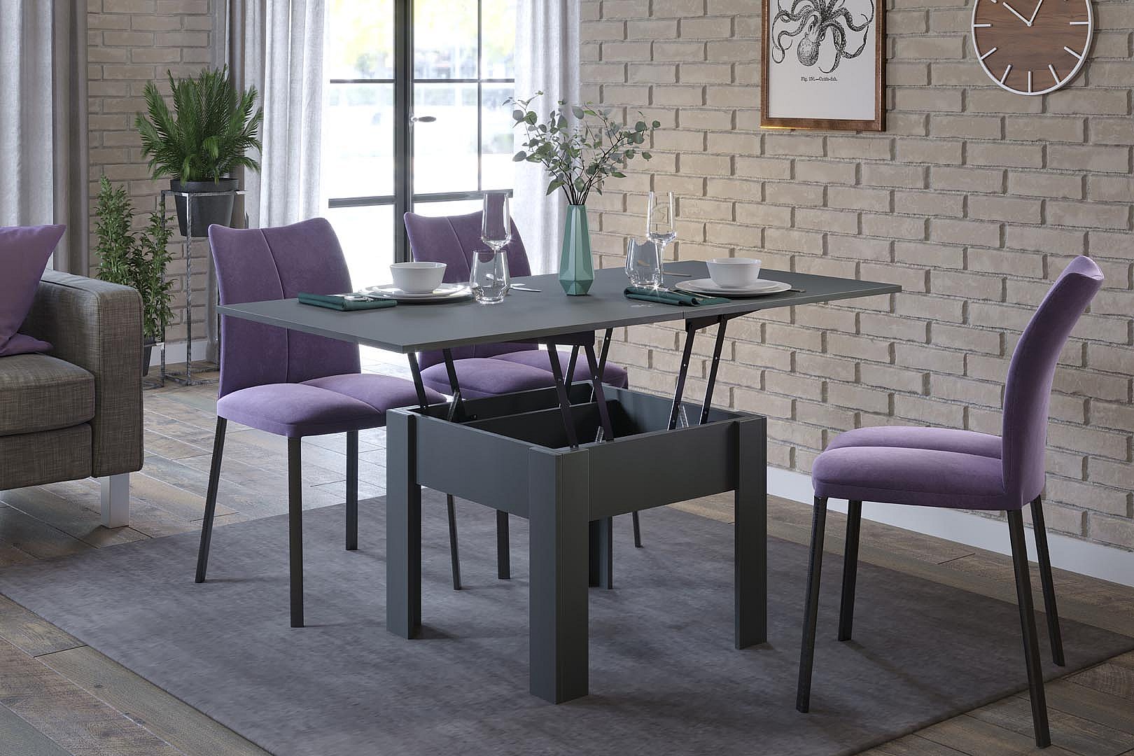 Flipp table basse et table à manger gris.