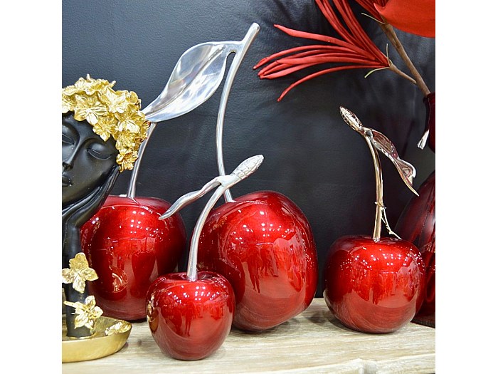 Statuette cerise rouge en aluminium Claire 1 cerise 10 cm