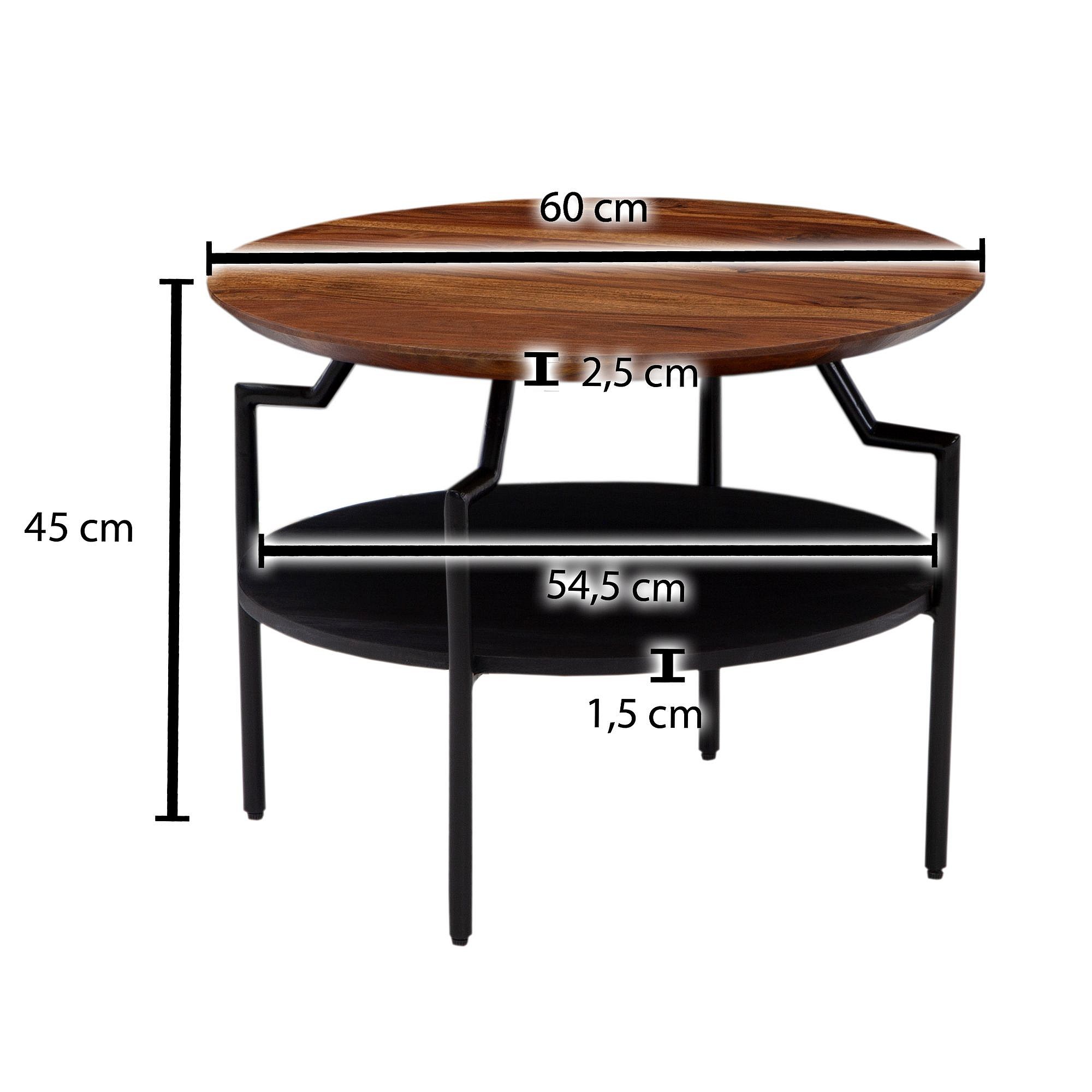 Table Basse Ronde Bois Massif 60x60x45 cm Petite Table de Salon Moderne