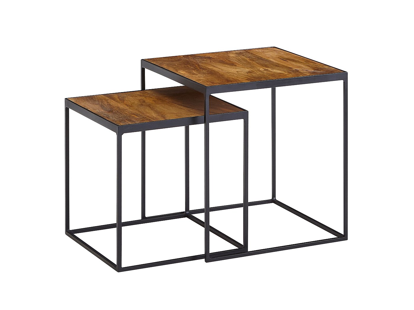 Beistelltisch Satztisch Massivholz 2 teilig Couchtisch Tisch Set Eckig