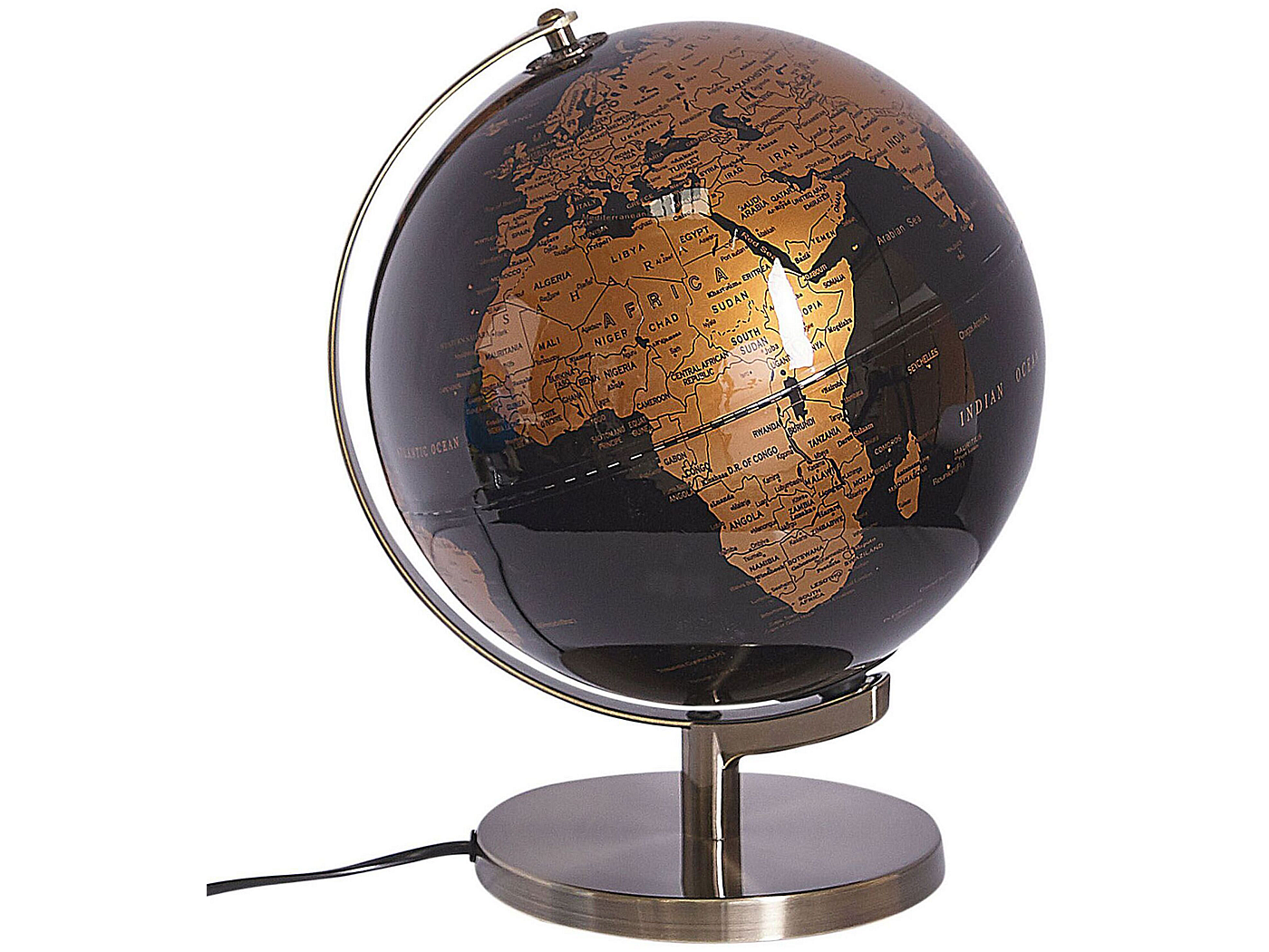 Wereldbol zwart/koper met LED-verlichting 32 cm MAGELLAN